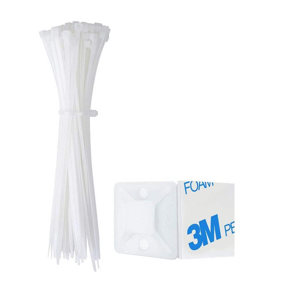 Lukyamzn Strong Self Adhesive Cable Zip Tie Mounts Kit 100 Set Cable ...