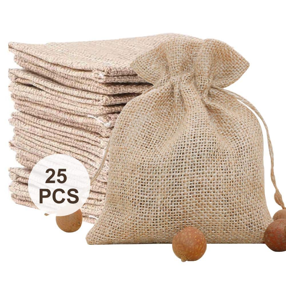 Wellco 4 in. x 6 in. Natural Burlap Bags Gift Bags Accessory with ...