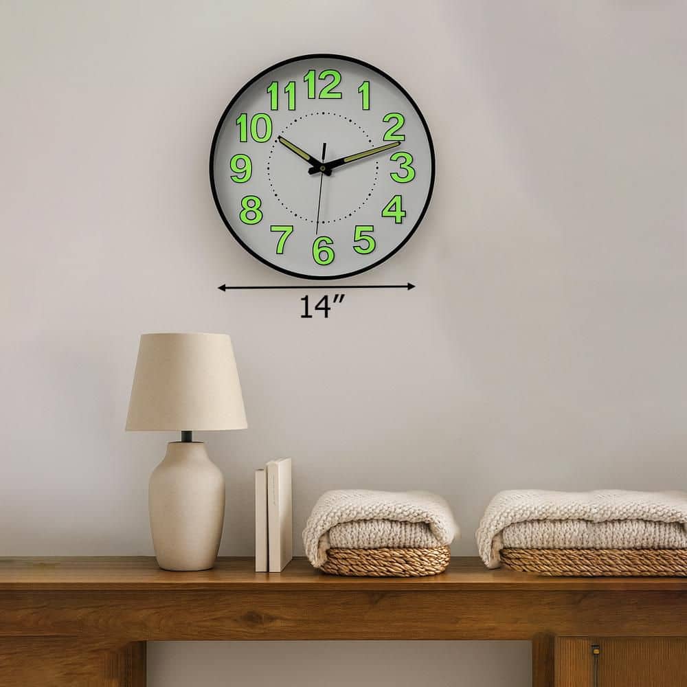 CLOCKSWISE Clockswise 14 in. Decorative Glow in the Dark Quartz Wall ...