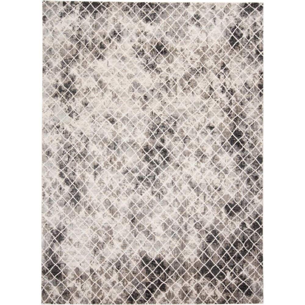 HomeRoots 2 ft. x 8 ft. Gray, Ivory Abstract Area Rug 2000512071 - The ...