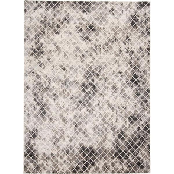 HomeRoots 2 ft. x 8 ft. Gray, Ivory Abstract Area Rug 2000512071 - The ...