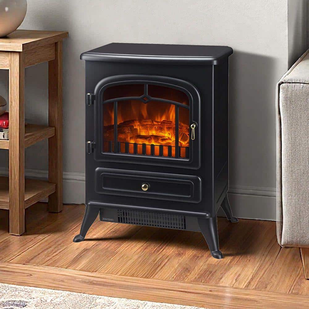 ToolCat 16 in. Freestanding Fireplace Heater 216 sq. ft. Electric Stove ...