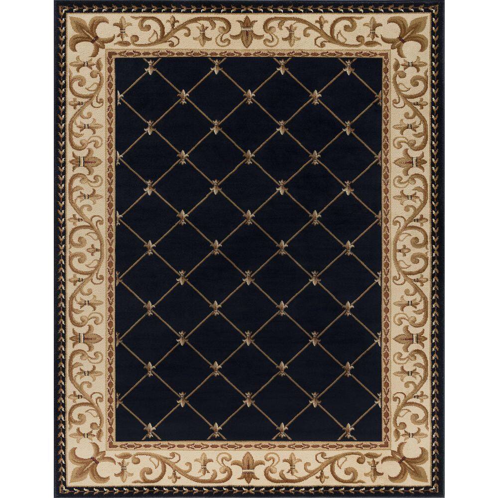 Tayse Rugs Sensation Border Black 8 ft. x 11 ft. Indoor Area Rug ...