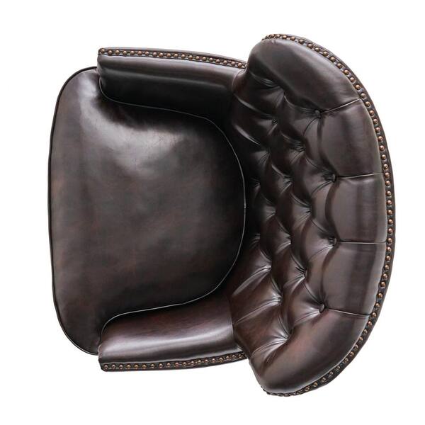 Noble House Tafton Brown Leather Tufted Club Chair 562