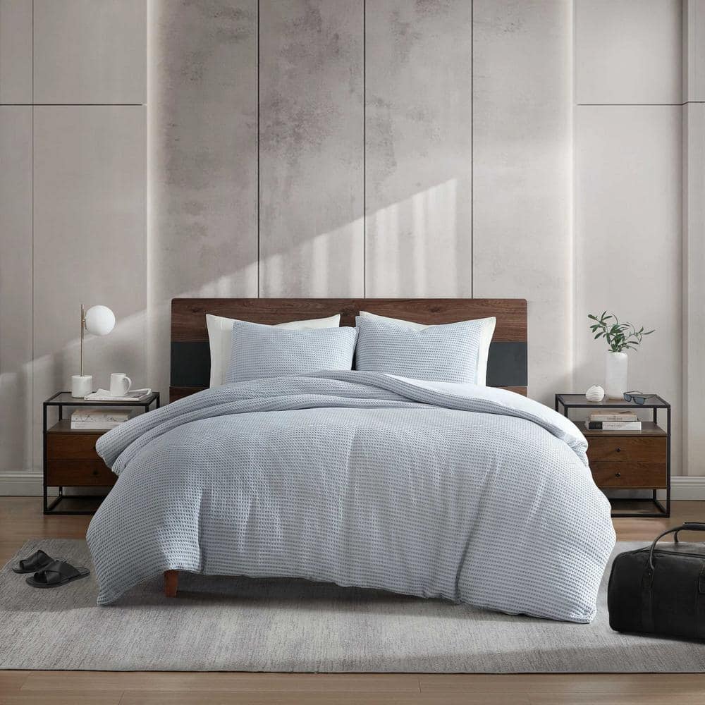 KENNETH COLE NEW YORK KCNY Solid Waffle 3 Piece Vapor Blue Polyester ...