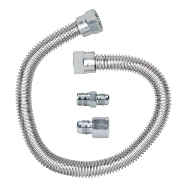 Cambridge 1/2 in. OD x 1/2 in. MIP x 1/2 in. FIP x 18 in. Stainless ...