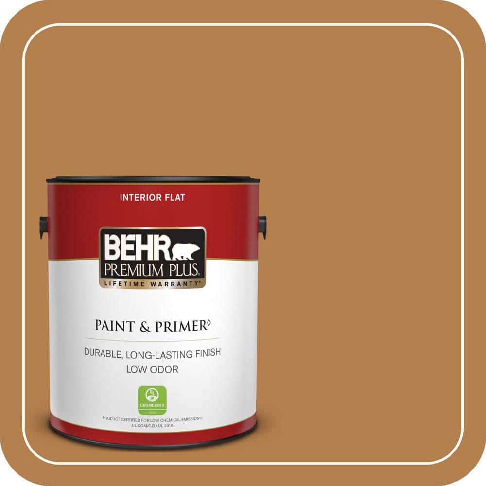 BEHR PREMIUM PLUS 1 gal. #PMD-106 Caramel Sauce Flat Low Odor Interior ...