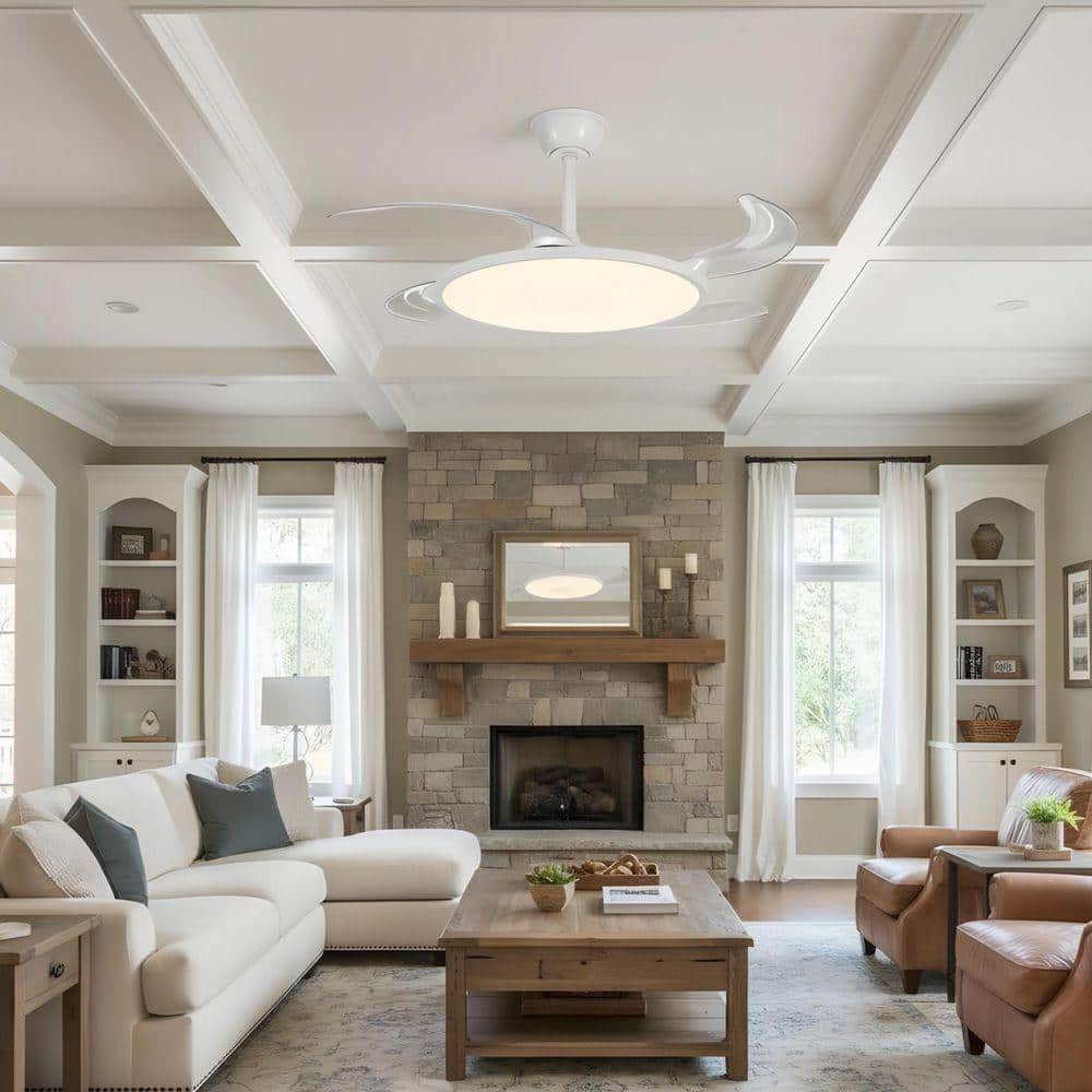 RCCFBHM 42 in. LED Indoor White Ceiling Fan with 3 CCT and Remote/APP ...