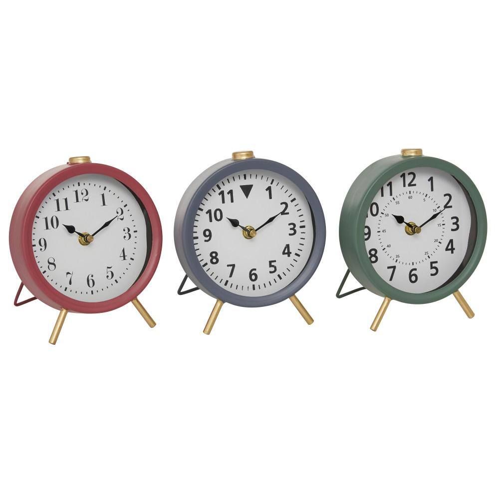 Litton Lane Multicolored Wooden Airplane Clock with Gold Accents Set of ...