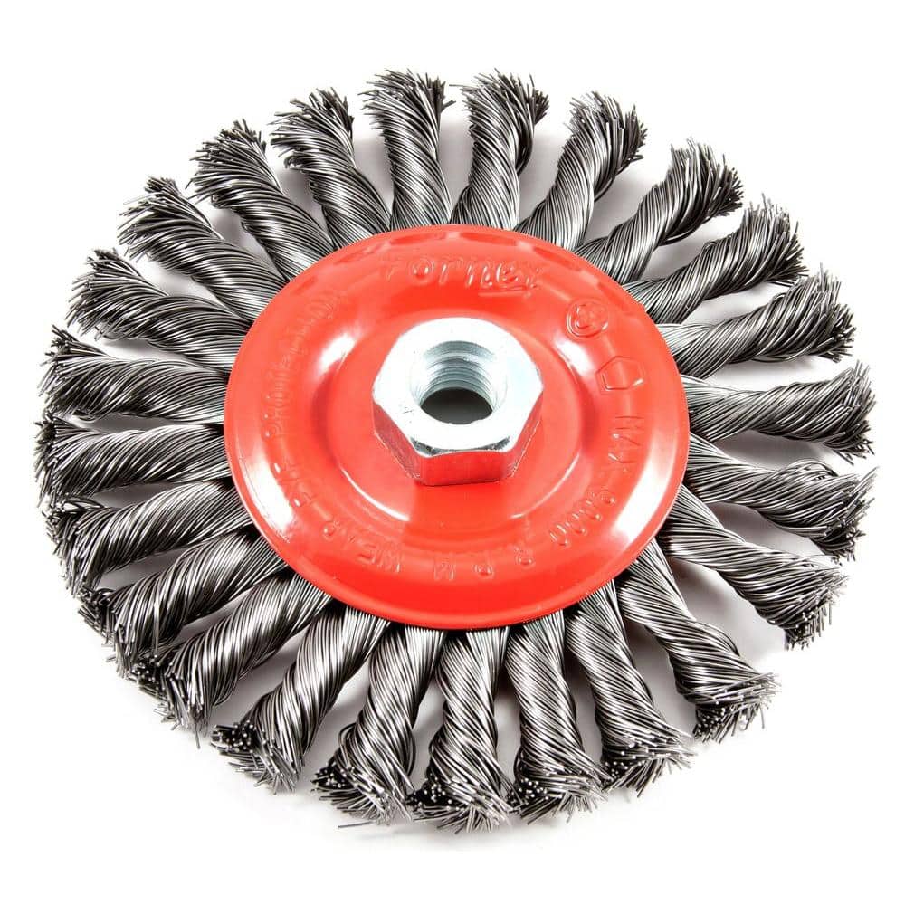 Forney 6 in. x 5/8 in.-11 Threaded Arbor Twist Knot Wire Wheel Brush ...