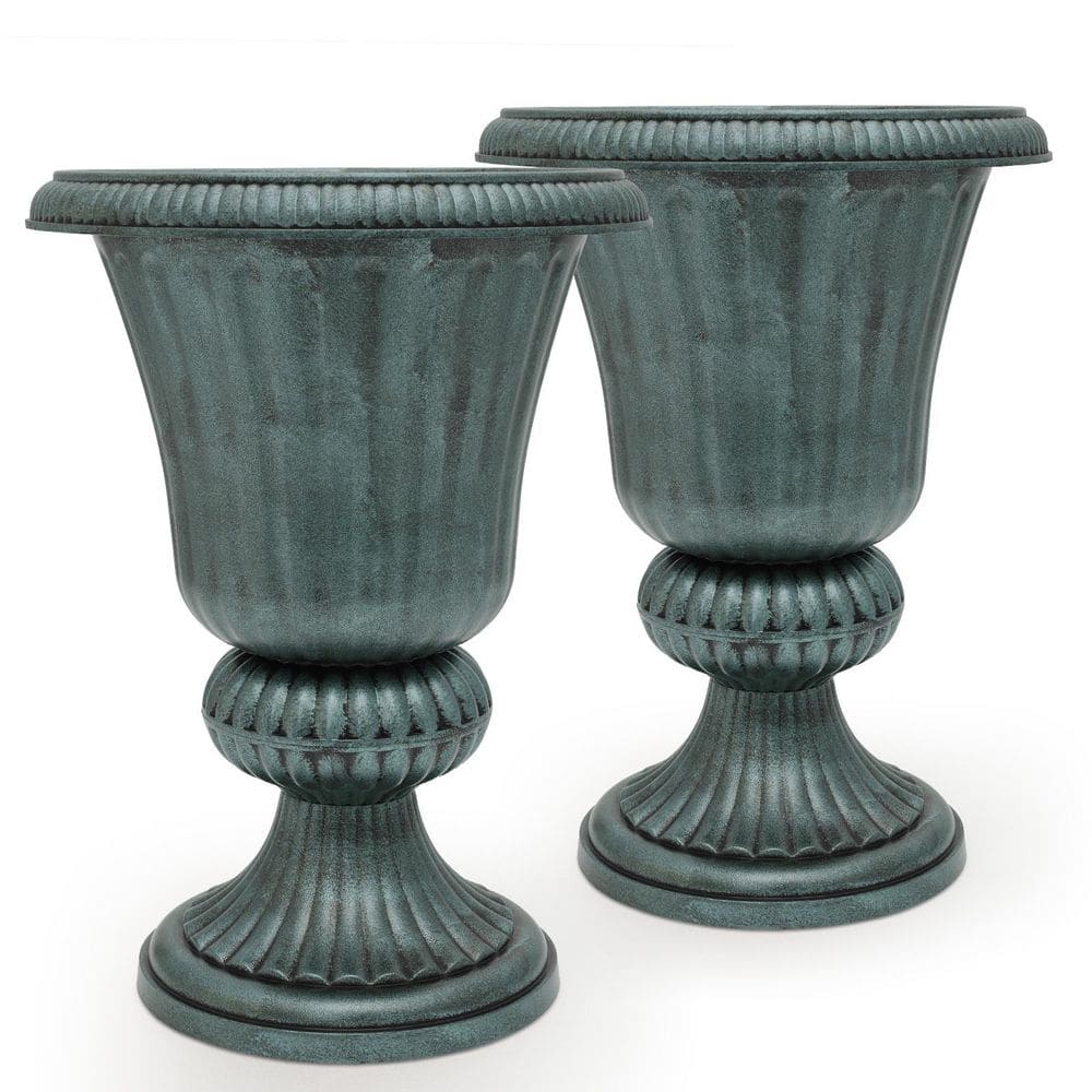 MoNiBloom Set of 2 Dark Green Plastic Outdoor Round Floor Planter ...