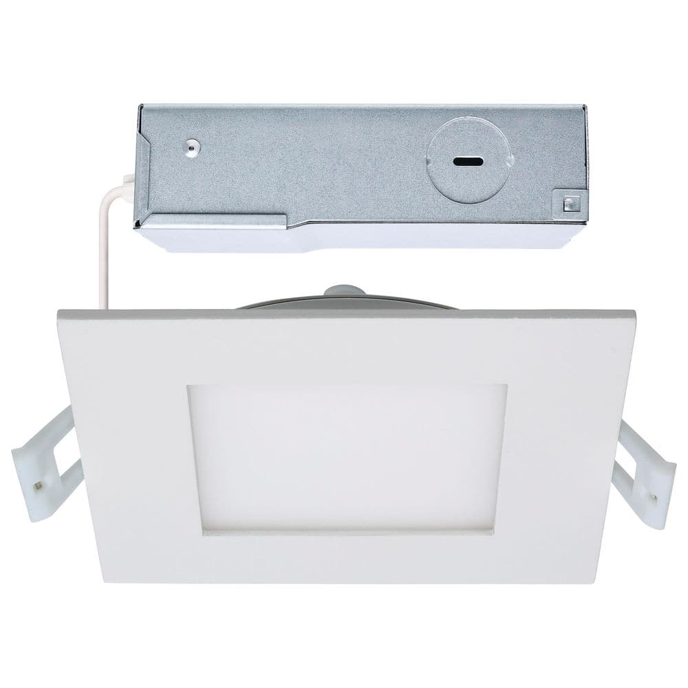 SATCO 4 in. square Edge-lit White Adjustable CCT Canless Direct Wire ...