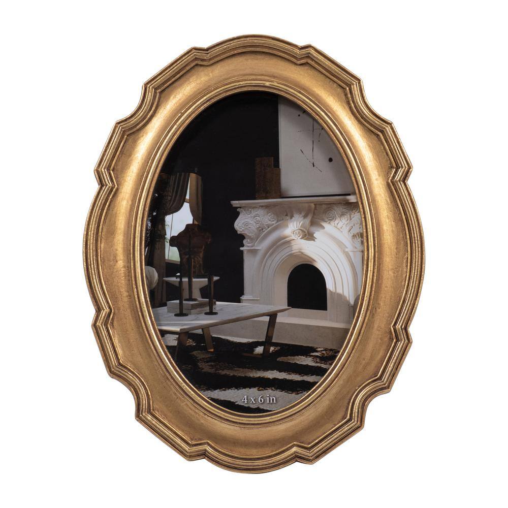 Liv & Skye 6 in. x 7 in. Gold Resin Round Antique Photo Frame 19094 ...