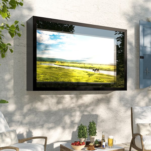 VEIKOUS 43 in. W Metal Outdoor TV Enclosure Cabinet, Patio TV Mounting ...