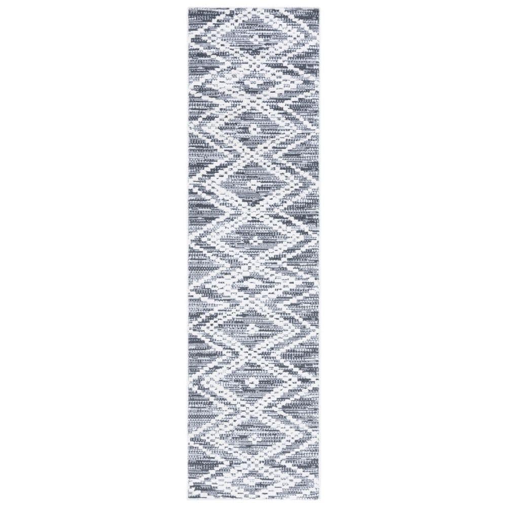 SAFAVIEH Alamo 2 ft. x 8 ft. Charcoal/Ivory Diamond Chevron Runner Rug ...