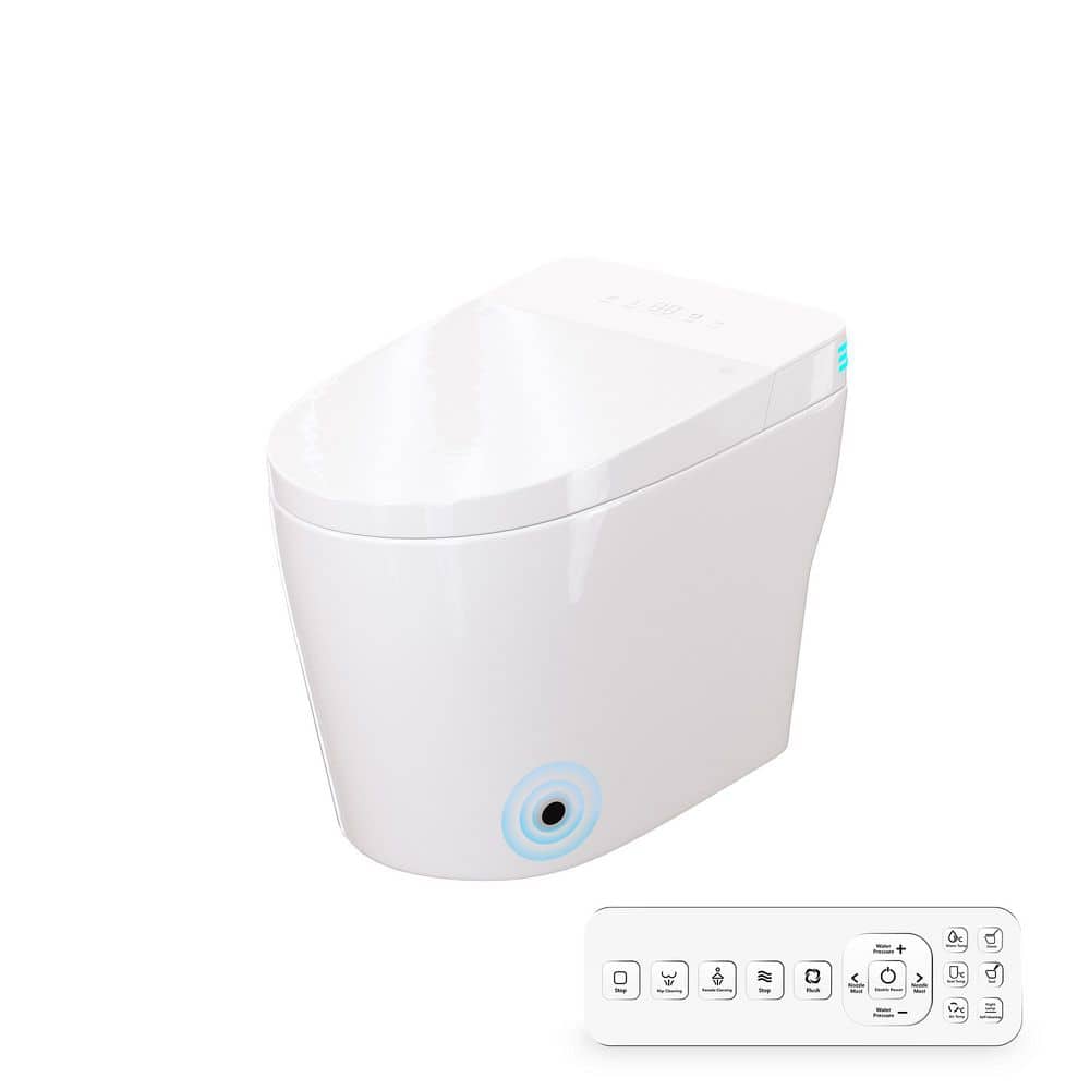 CASAINC Elongated Tankless Ceramics Smart Bidet Toilet 1.28 GPF in ...