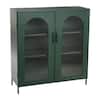 Storied Home Solstice Smooth Matte Dark Green Storage Cabinet with 2 ...