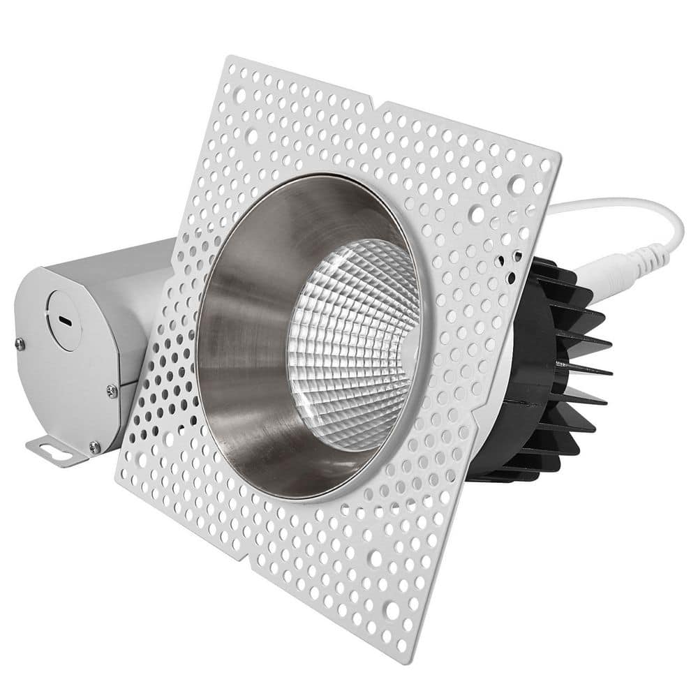 LUXRITE 4 In. Integrated LED Trimless Recessed Light with Nickel Trim ...