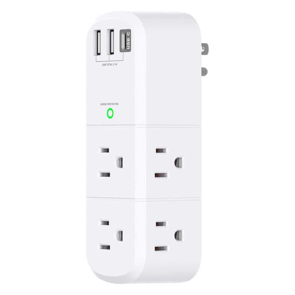 Yichuhaoxi Rotating Plug Surge Protector 6-Outlet 2-Ports 1-Ports with ...