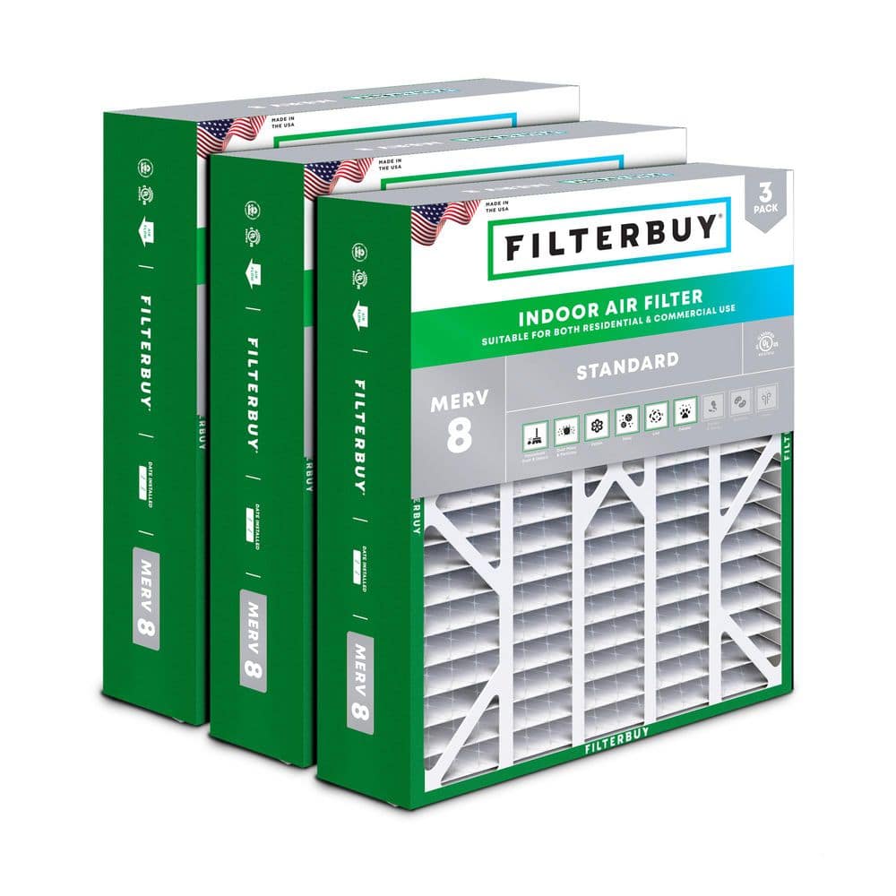 Filterbuy 20 in. x 25 in. x 6 in. MERV 8 (FPR 5) Dust Defense Pleated ...