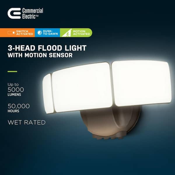 Commercial Electric 1000/3000/5000 Lumen Select Integrated LED Selectable 5CCT Bronze Dusk to ...