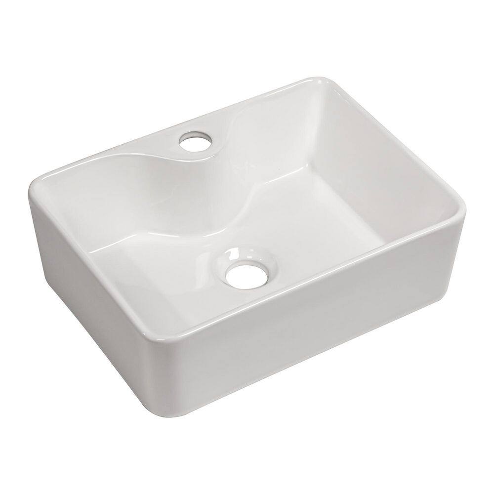 YSQCAR 16 in. Vessel Rectangular Bathroom Sink without Overflow Drain ...