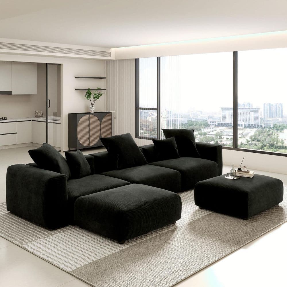 Magic Home 91 in. Square Arm Oversized Extra Large 3-Piece L-shaped ...