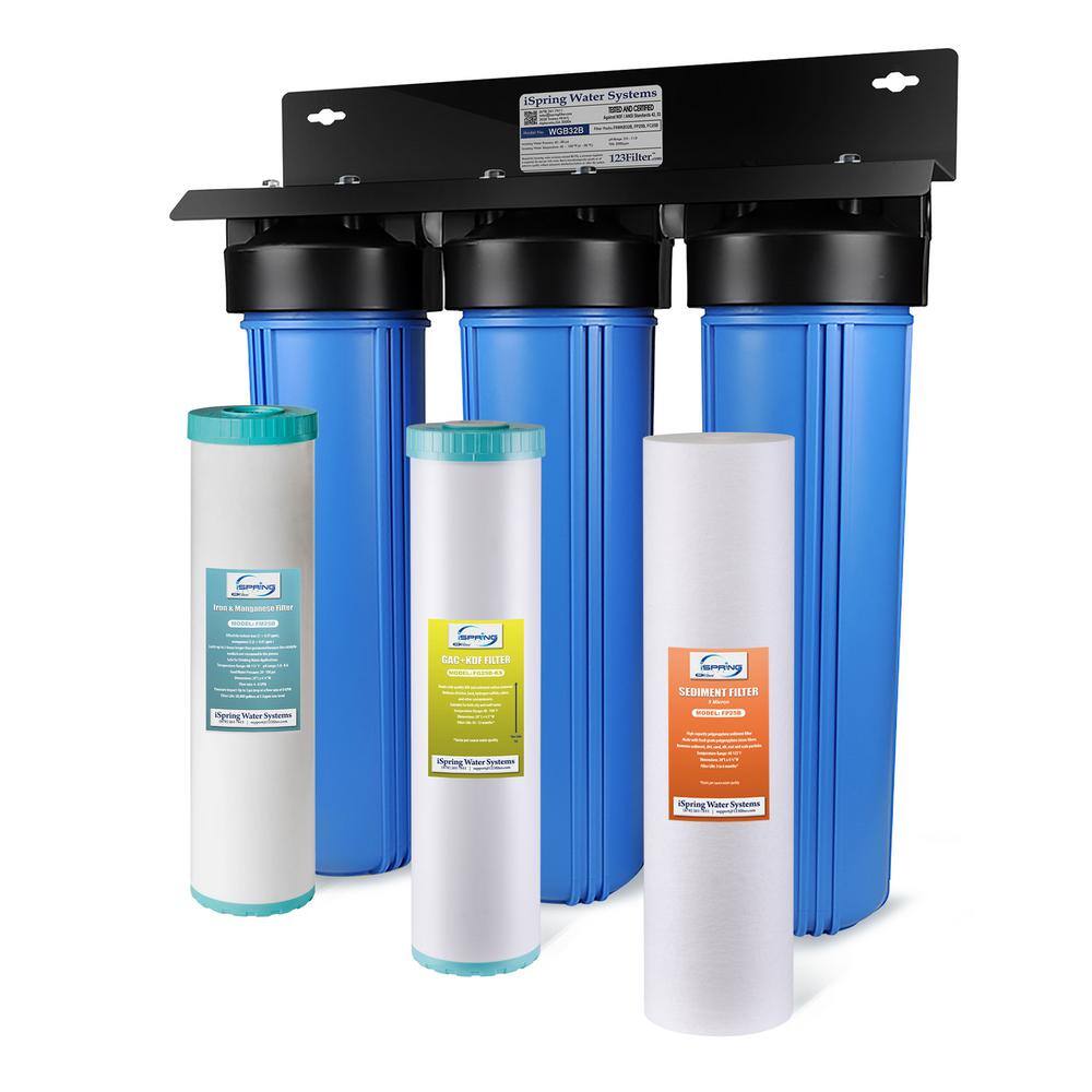ISPRING 3-Stage Whole House Water Filter System, Sediment, Iron ...