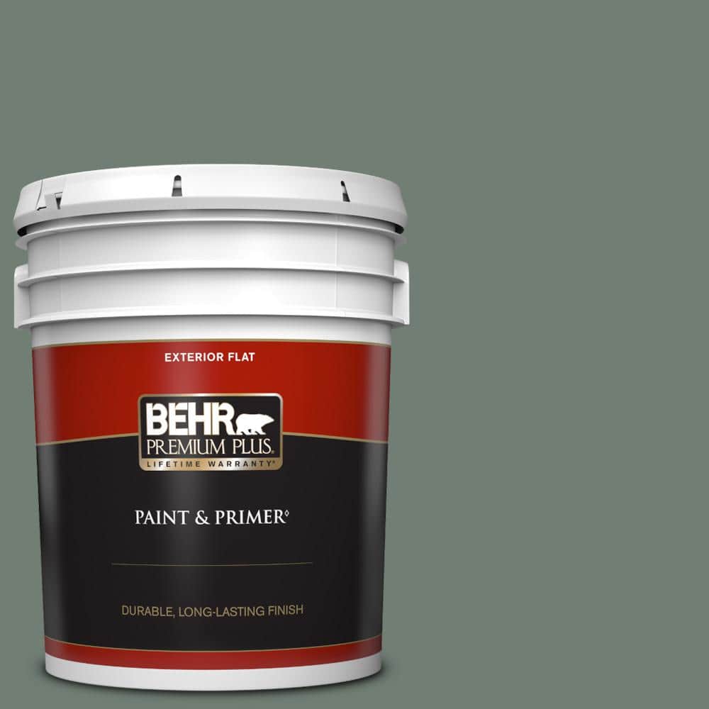 BEHR PREMIUM PLUS 5 gal. #N420-5 Boreal Flat Exterior Paint & Primer ...