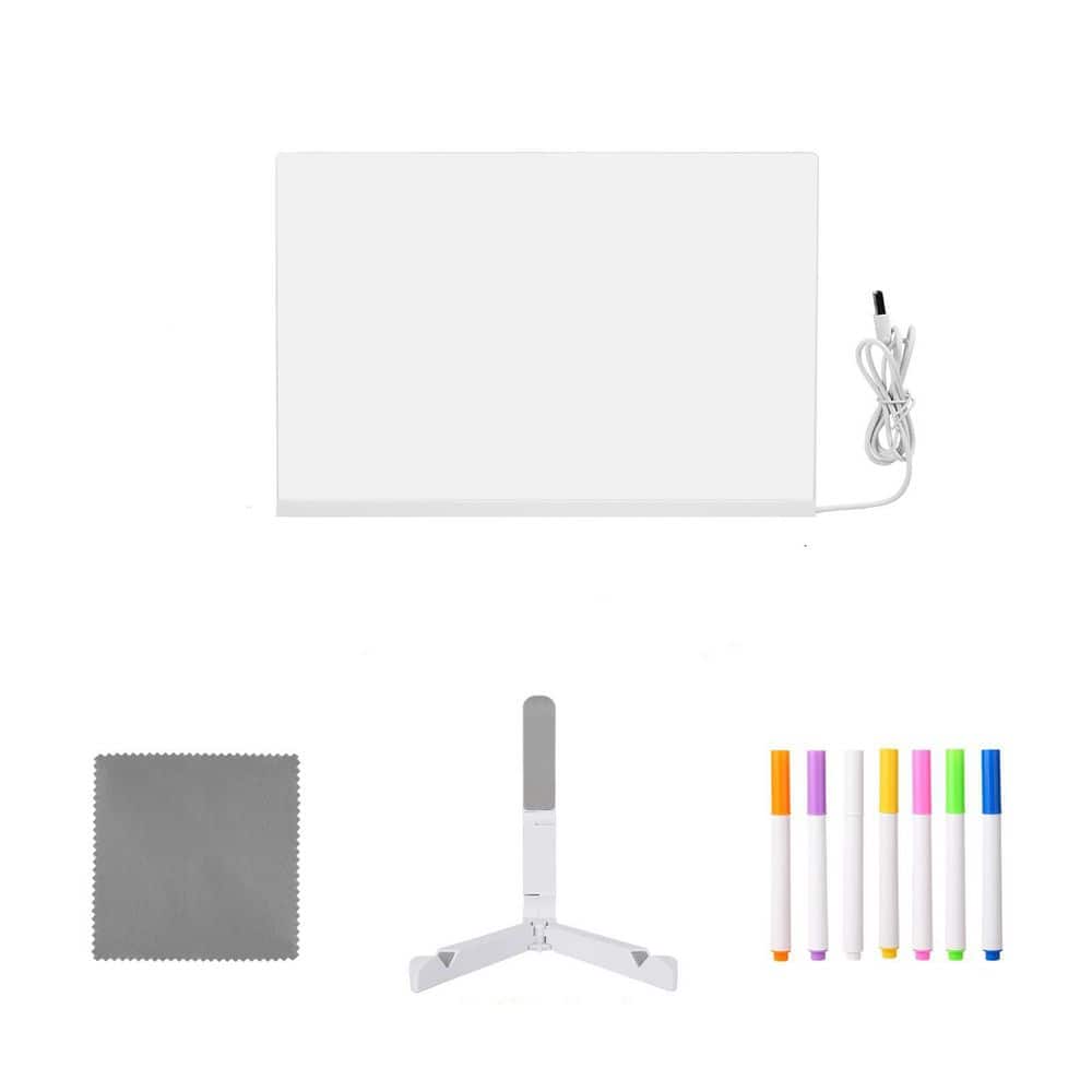 11.8 x 7.9 Inches Acrylic Dry Erase Board with Light, LED Drawing Board ...
