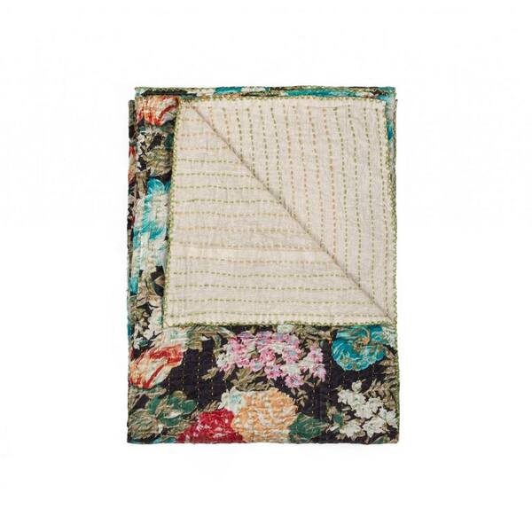 HomeRoots Charlie Green and Black Brick Cotton Throw Blanket 2000357574 ...