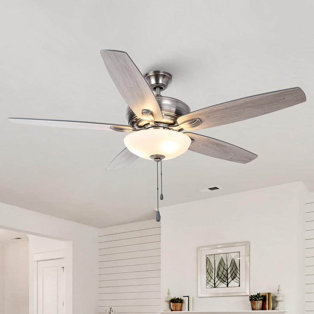 IHOMEadore 52 in. Indoor Antique Pewter Downrod and Flush Mount Ceiling ...