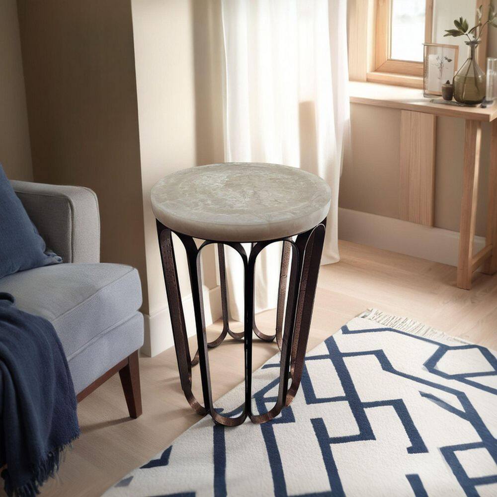 Carolina Chair and Table 12 in. Round Luminous Glow Marbled Resin Top ...