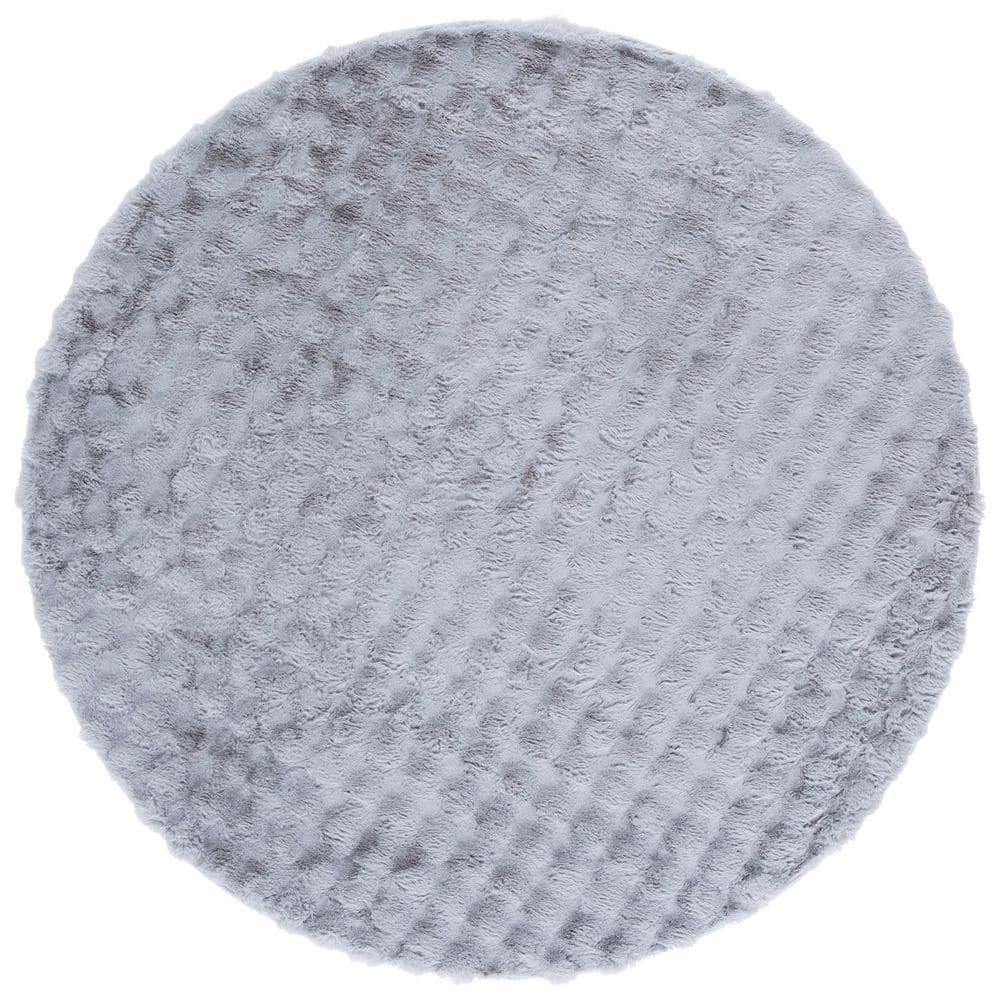 SAFAVIEH Faux Rabbit Bubble Gray 6 ft. x 6 ft. Machine Washable Solid ...