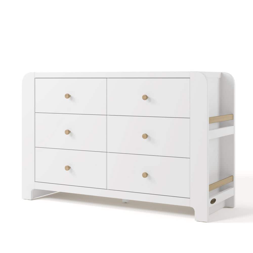 Graco Read-with-Me White with Driftwood 6 Drawer 52.01 in. Wide Dresser ...