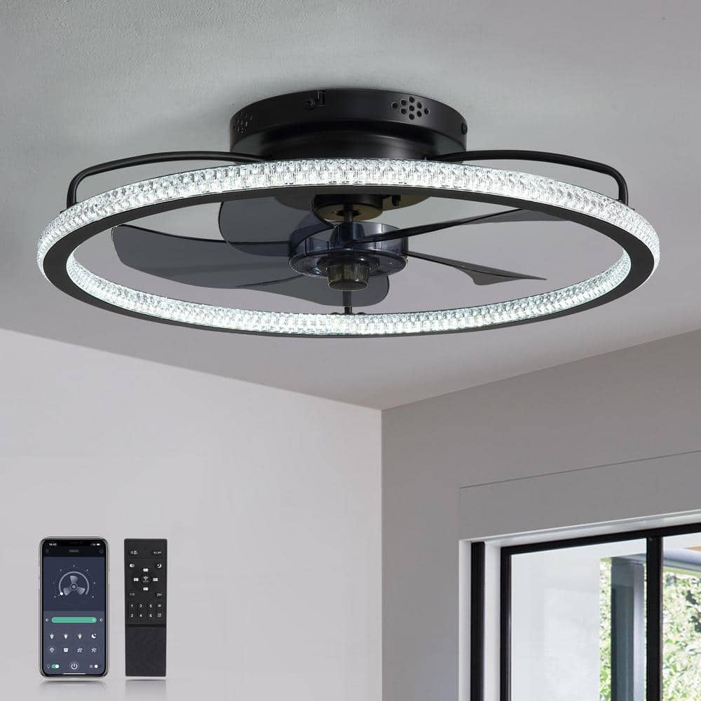 FANNEHONNE 20'' Ceiling Fans with Lights and Remote, Low Profile Flush ...