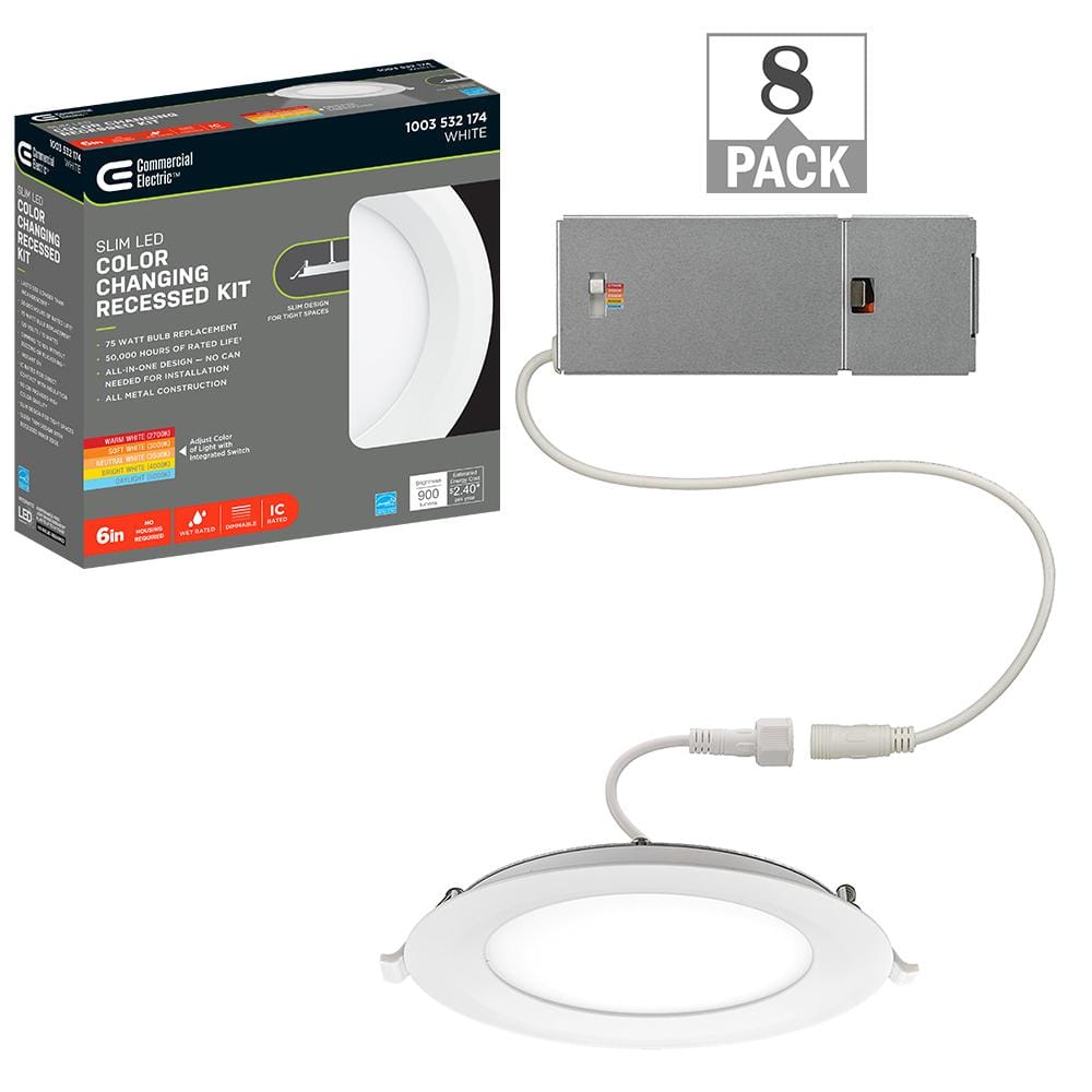 Commercial Electric 6 in. Adjustable CCT Integrated LED Canless ...