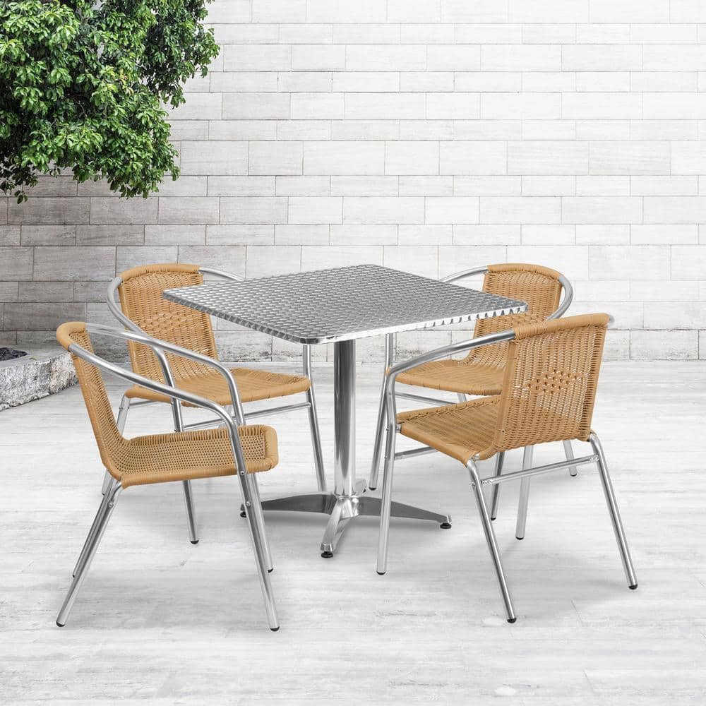 Carnegy Avenue Gray 5-Piece Metal Square Outdoor Bistro Set CGA-TLH ...