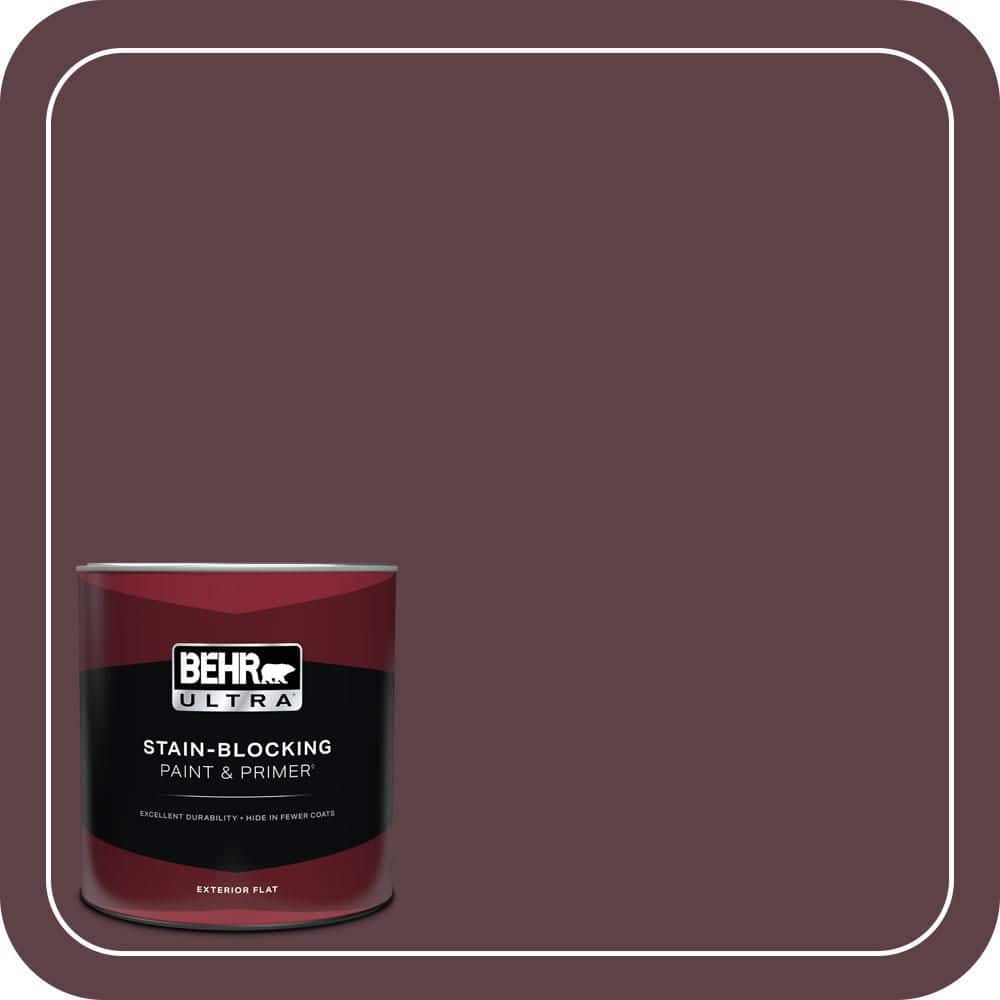 BEHR ULTRA 1 qt. #110F-7 Deep Garnet Flat Exterior Paint & Primer ...