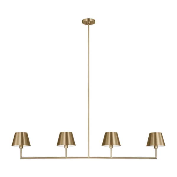 Generation Lighting Ender 56 in. W x 9.5 in. H 4-Light Satin Brass ...