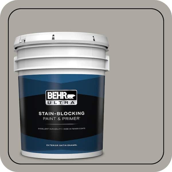 BEHR ULTRA 5 gal. #N360-3 Still Gray Satin Enamel Exterior Paint ...