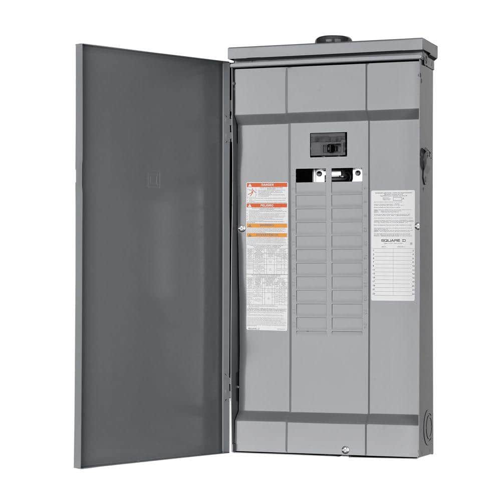 Square D Homeline 125 Amp 24-Space 48-Circuit Outdoor Main Breaker Plug ...