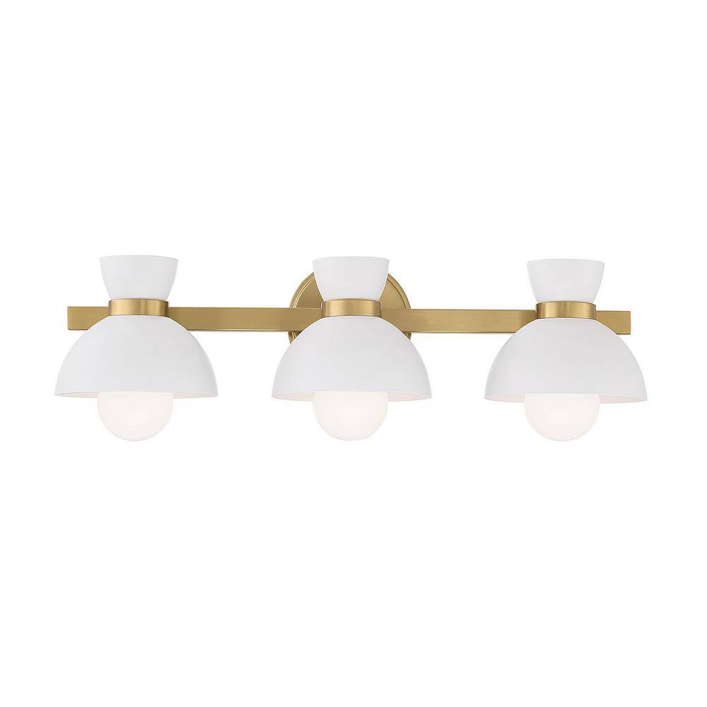 TUXEDO PARK LIGHTING 24.5 in. 3-Light Natural Brass Vanity Light with ...
