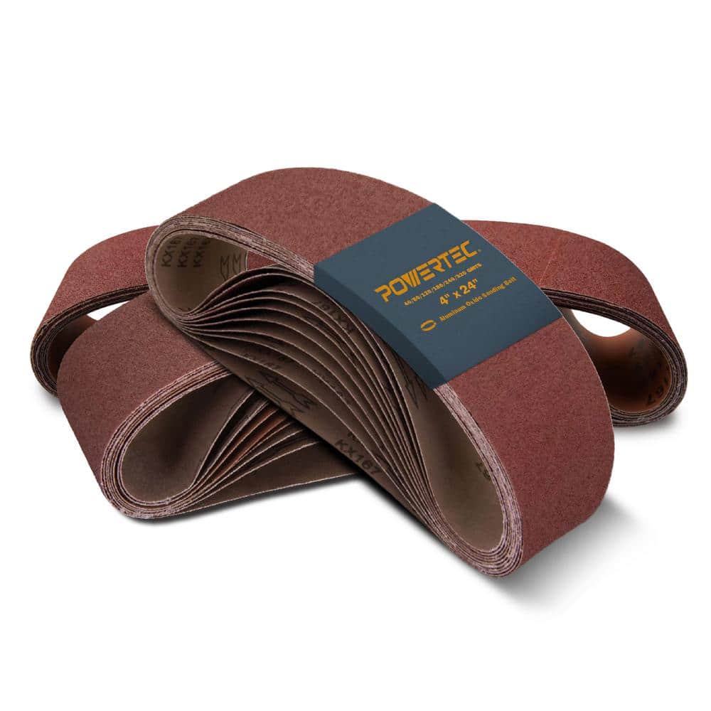 ‎POWERTEC 4 in. x 24 in. Sanding Belts, 6 Each of 40/80/120/180/240/320 ...