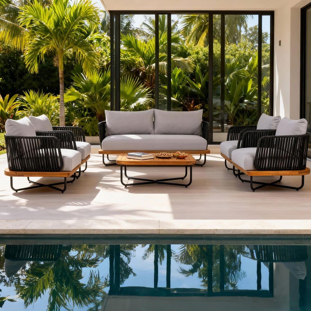 CHRISTOPHER KNIGHT HOME Fifi 6-Piece Solid Wood Patio Conversation Set ...