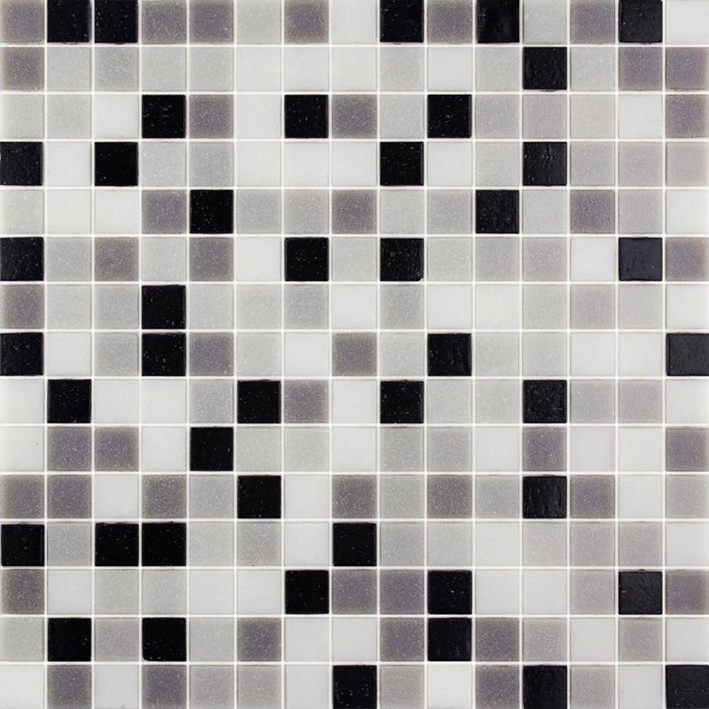 Apollo Tile Mingles 12 in. x 12 in. Glossy Gray and Black Glass Mosaic ...