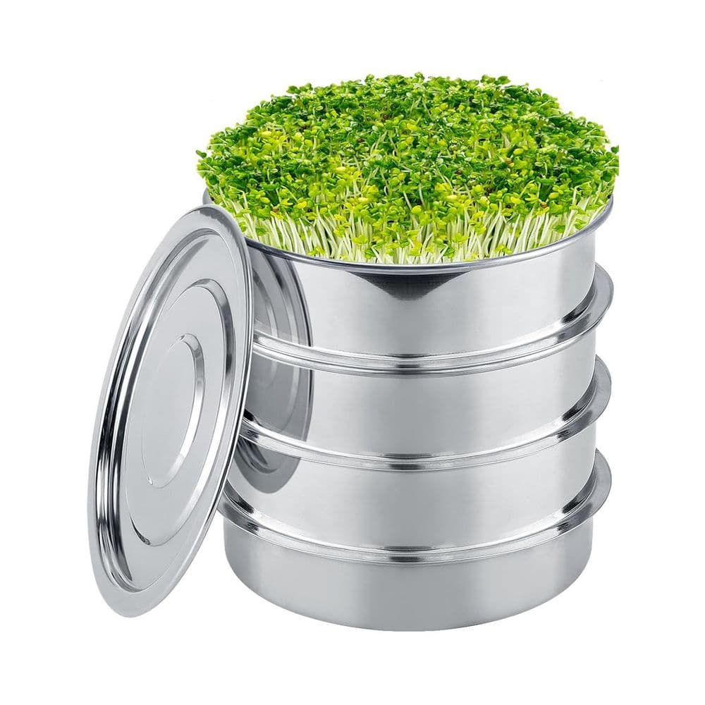 Phewnyzo Stainless Steel Seed Sprouting Kit 4-tier Round Microgreens ...
