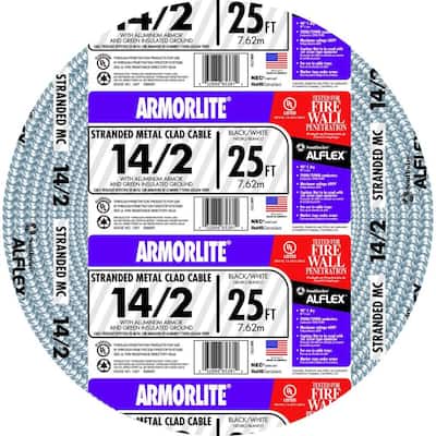 Southwire 12/3 x 25 ft. Stranded CU MC (Metal Clad) Armorlite Cable ...