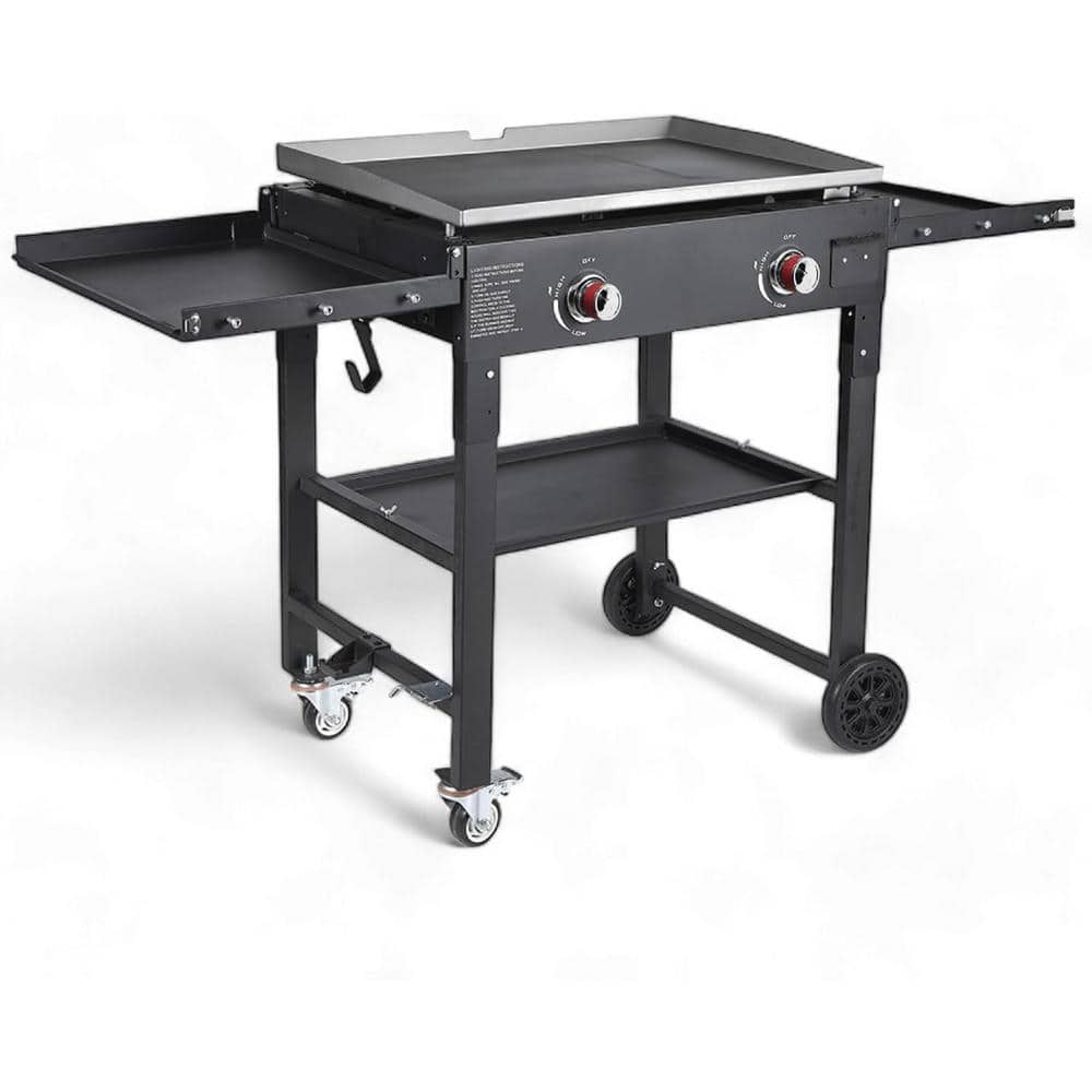 GASONE 2 Burner Flat Top Portable Propane Grill 28 in. with Foldable ...