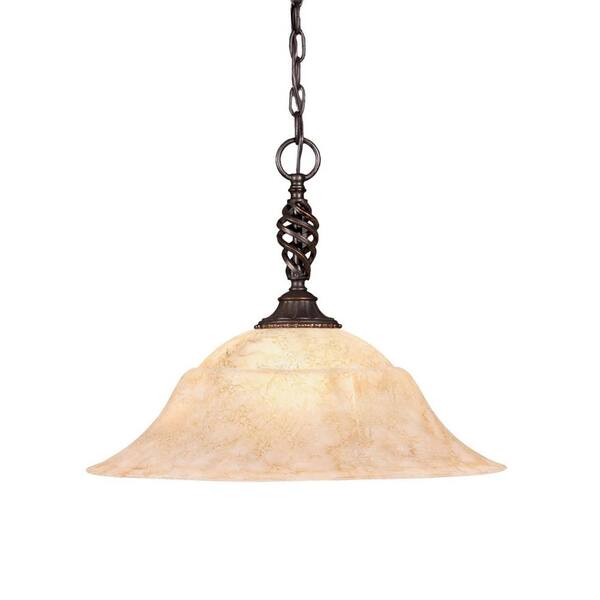 Bridgewater 100-Watt 1-Light Dark Granite Shaded Pendant Light with 20 ...